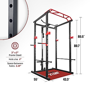 Power Cage with Lat Pulldown 1000 LBs Capacity Power Rack Weight Cage for Men Women Strength Training Powerlifting Home Gym Equipment