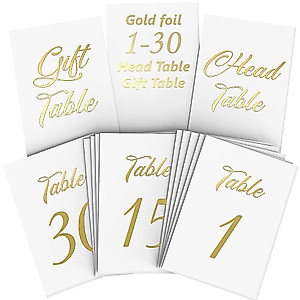 10 Pack Gold Reserved Table Signs & Gold Table Numbers 1-30 for Wedding Reception Party Restaurant - Gold Foil Wedding Table Numbers & Reserved Signs