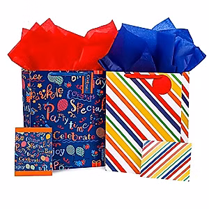 16.5" Gift Bags for Birthday Party - Extra Large Gift Bags with Greeting Card, Tag, Tissue Paper - 2 Pack