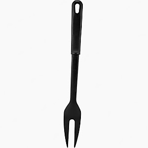 Tezzorio 12 3/4 inch Pot Fork, 410ºF Heat Resistant Black Nylon 2-Prong Meat Cooking Fork with Ergonomic Handle, Made for Carving and Serving Meat, Kitchen Gadgets for Serving and More