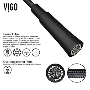 VIGO VG02032MB 22" H Laurelton Single-Handle with Pull-Down Sprayer Kitchen Faucet in Matte Black