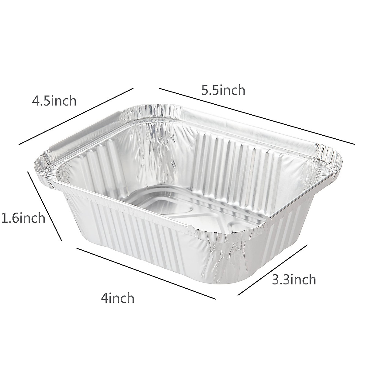 Waytiffer Aluminum Foil Pan 5.5" x 4.5" (50 Pack) Disposable Cookware with Lids/Aluminum Foil Food Containers/Meal Prep Freezer Drip Pans BBQ Potluck Holidays Silver