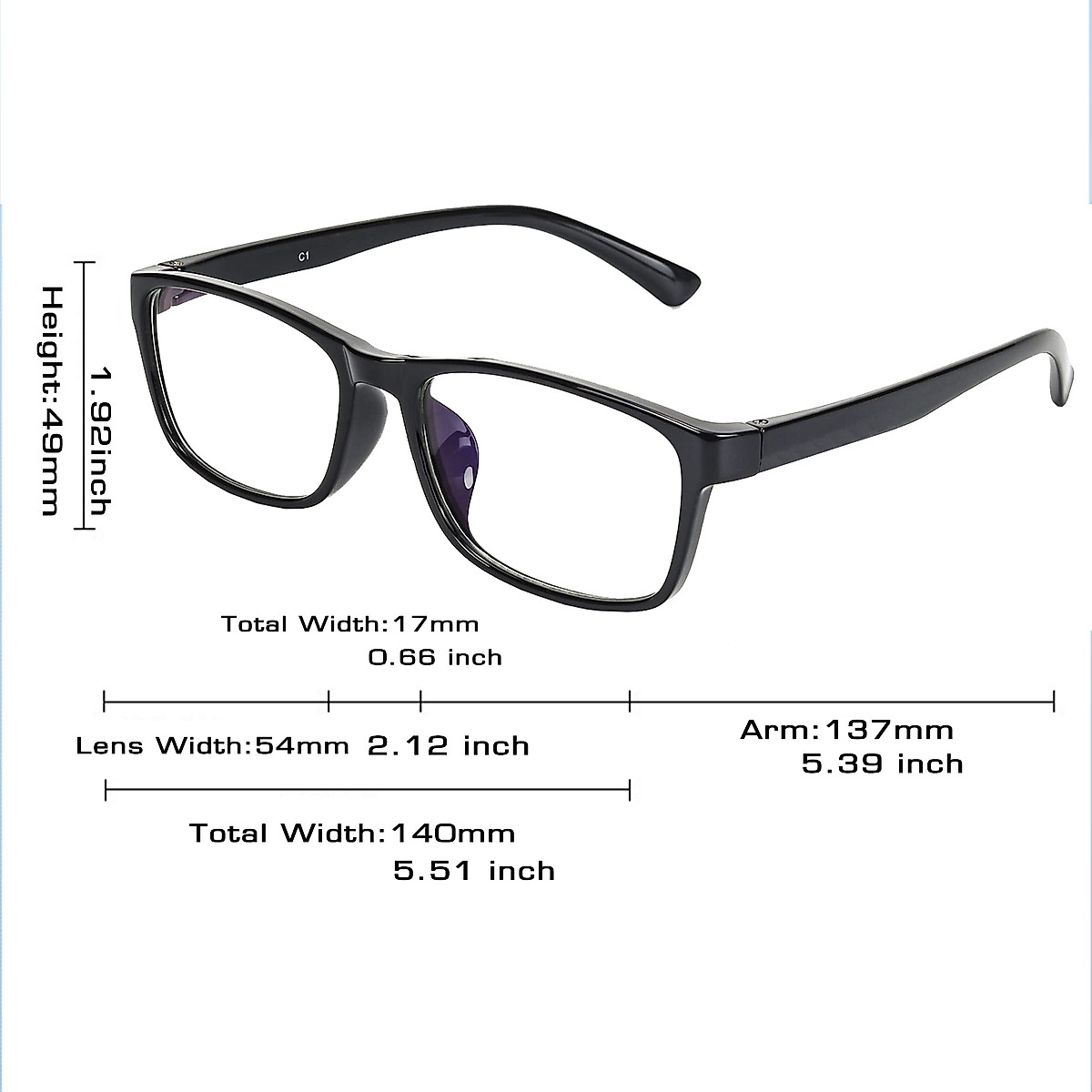 RicFarb Blue Light Blocking Glasses Computer Reading/Gaming/Phones Glasses for Men or Women,Ease Digital Eye Strain, Dry Eyes Matte Black