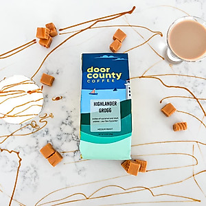 Door County Coffee Highlander Grogg Flavored Coffee Ground | 10 oz Bag | Medium Roast | 100% Specialty Arabica Coffee | Flavored Gourmet Coffee | Highlander Grogg Coffee