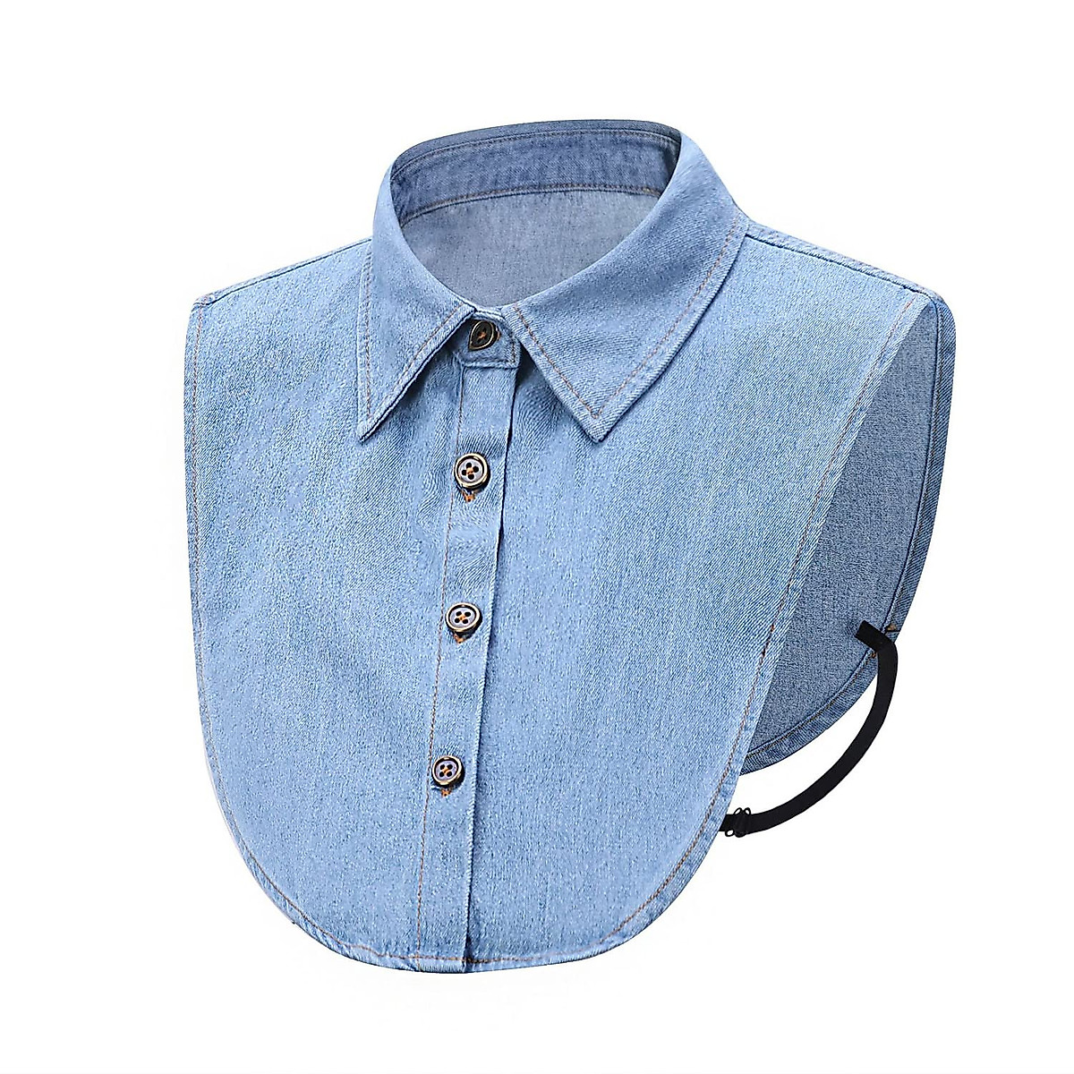 Unisex Stylish Fake Collar Detachable Dickey Collar Half Shirt Blouse Peter Pan Faux Collar Denim False Collar for Women Men (Blue)
