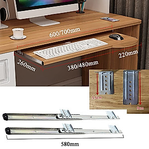 V3VOGUE Wooden Keyboard Tray Under Desk Push-Pull Keyboard Holder - Ergonomic Desk Extender Bracket 600/700x260mm, Improve Sitting Posture, Protection Eyesight, Slide Keyboard Drawer