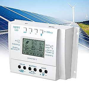 80A Solar Charge Controller, MPPT L-80 LCD Display PWM Photovoltaic Solar MPPT Charge Controller Regulador 12V/24V, Solar Panel Battery Intelligent Regulator