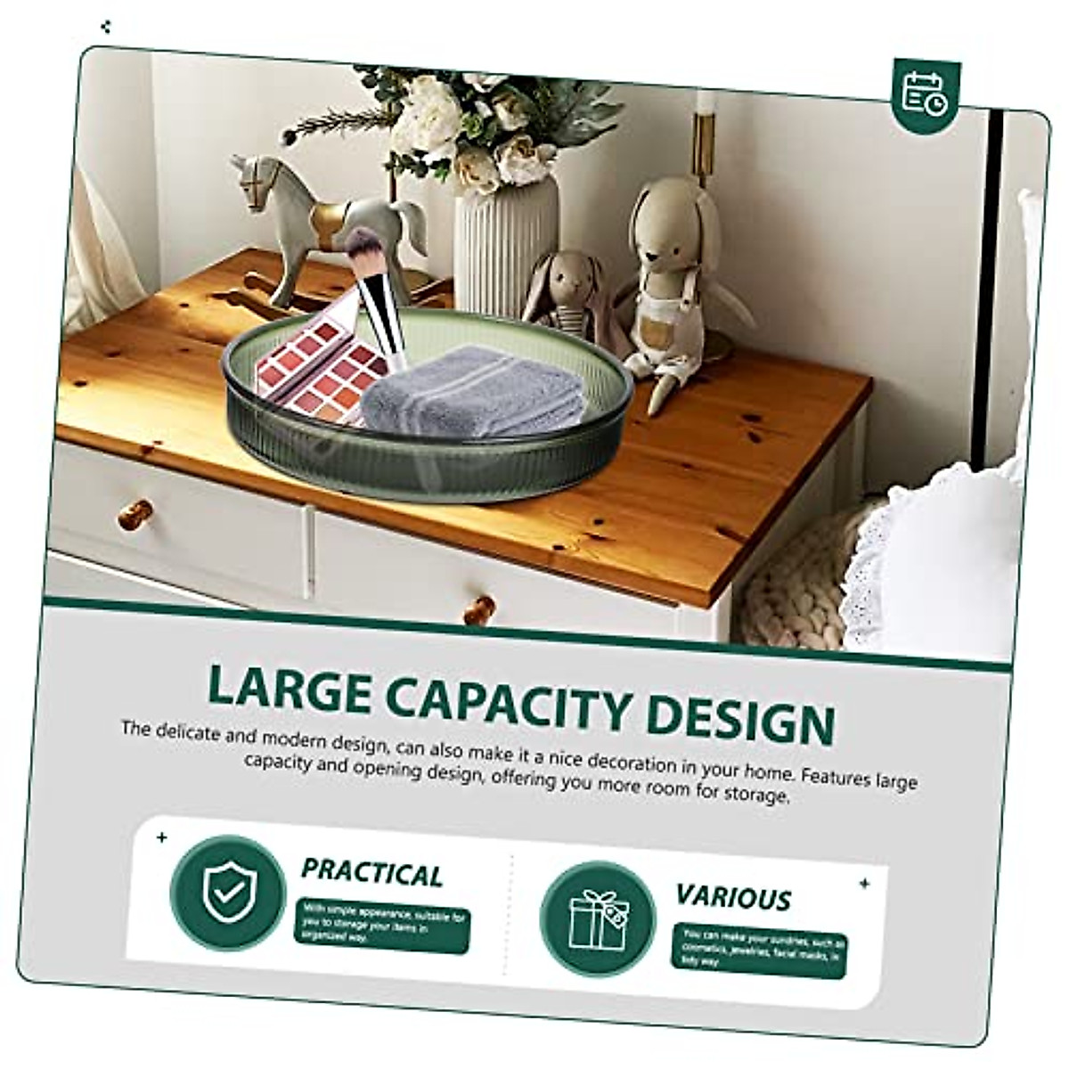 Zerodeko 2pcs rotatable Tray Lazy Susans Home Edit Organizers Kitchen Clear Bathroom Organizer Tabletop Round Turntable Storage Tray Fridge Desk Tray Tableware to Rotate The pet Household
