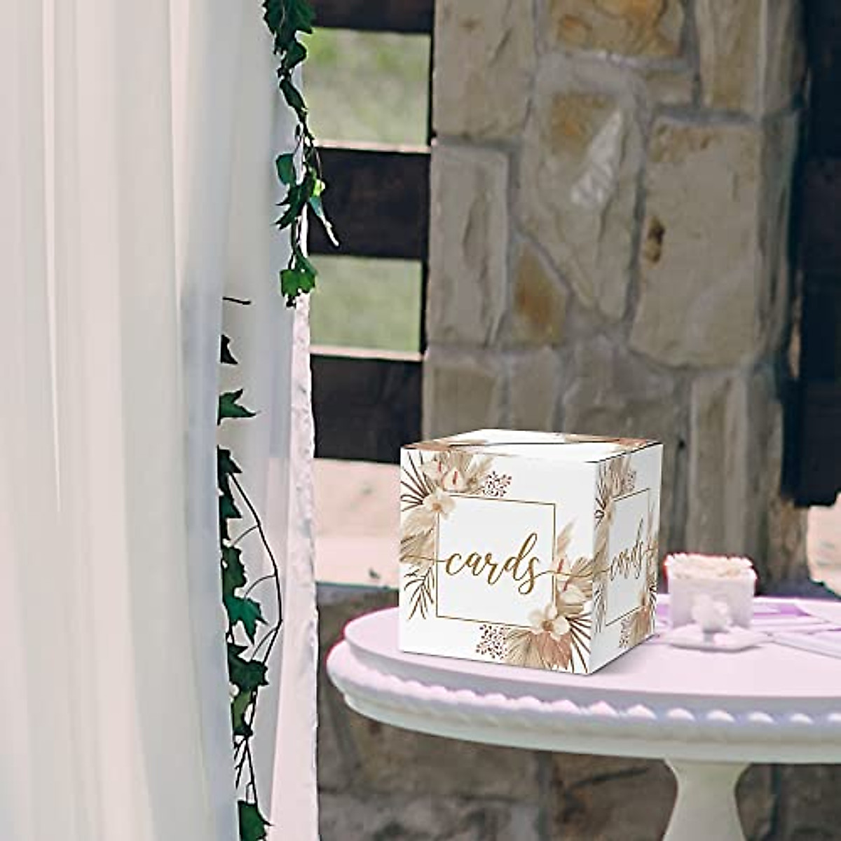 8”Card Box, boho Floral Cards Receiving Box, For Birthday, Wedding, Bridal or Baby Shower, Engagement, Retirements, Graduation, Money Box Holder, Party Favor, Decorations, 1 pte (Cabox005）