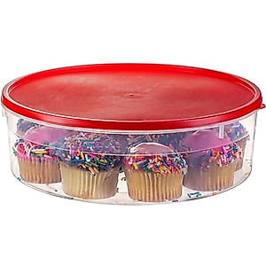 Zilpoo 2 Pack Plastic Round Food Storage Containers with Lid, 10.5" Covered Pie Keeper, Christmas Cookie, Cupcake Carrier, Cheesecake Holder, Red & Green