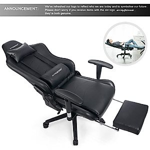 GTRACING Gaming Chair for Adults, Racing Style Computer Chair with Footrest, Adjustable Reclining Backrest and Lumbar Support, Stylish High Back Chair for Gaming and Office (Black)