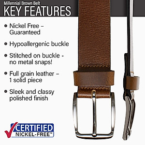 Nickel Zero Millennial Brown Belt (32")