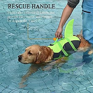 Dogcheer Dog Life Jacket Shark, Adjustable Dog Swim Life Vest for Swimming Boating with Superior Buoyancy and Rescue Handle, Ripstop Pet Flotation Vest for Puppy Small Medium Large Dogs