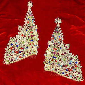 Vedic Vaani Elegant Navratri Goddesses Maa Navdurga Sherawali MATA Multicolour Gemstones Decorative Mukut/Crown/Handmade Designer Taj for Navdurga Festival, Puja, Goddess Idol/Statue
