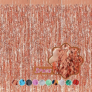 CYLMFC Wavy Fringe Curtain - Rose Gold, 3.3 ft x 6.6 Feet, Pack of 3 | Party Decorations, Streamers for Birthday Backdrop