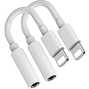 2Pack Lightning to 3.5mm Female Headphone Jack Adapter, [Apple MFi Certified] Lightning to Aux Audio Dongle Cable Cord iPhone 3.5mm Headphones/Earphones Jack for iPhone 12/12 Pro/11/X XR XS 8 7 iPad