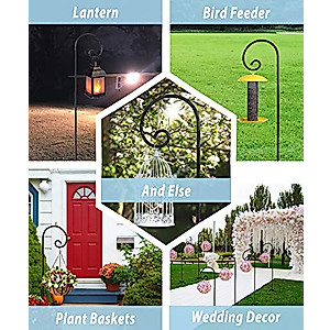 Artigarden Outdoor Shepherd Hooks 92 inch Tall for Bird Feeder (2 Packs), Adjustable Metal Garden Poles for Hanging Plants Solar Light Lantern, Bright Black