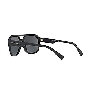 A|X ARMANI EXCHANGE Men's AX4074S Rectangular Sunglasses, Matte Black/Light Grey Mirrored/Black, 57 mm
