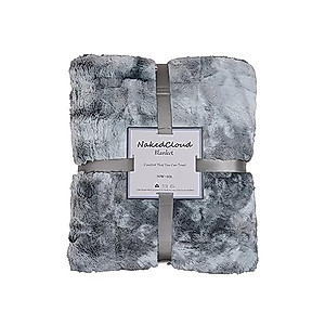 Soft Faux Fur Throw Blanket, Double Sided Luxury Plush Blankets 60" x 80" for Adults, Cozy Fluffy Plush Warm Throw Blanket for Couch Bed Sofa, Marbled Dark Gray