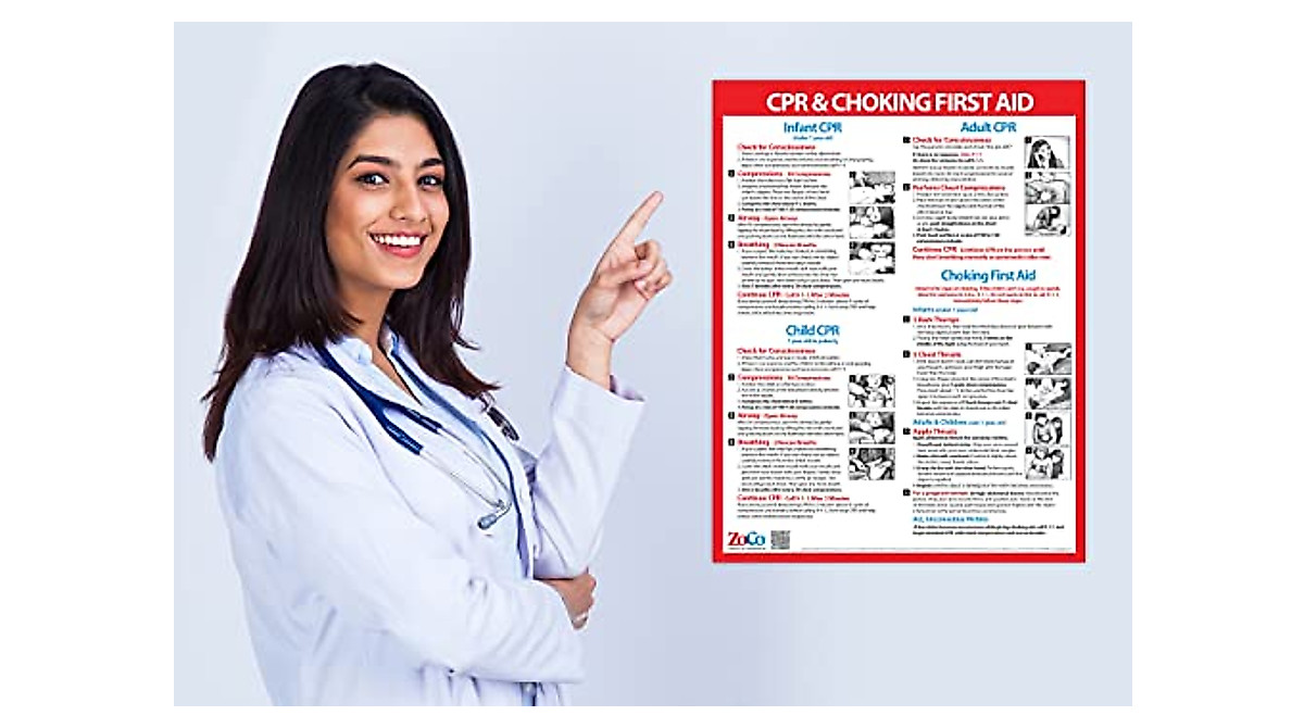 Laminated CPR Poster - Heimlich & First Aid Guide