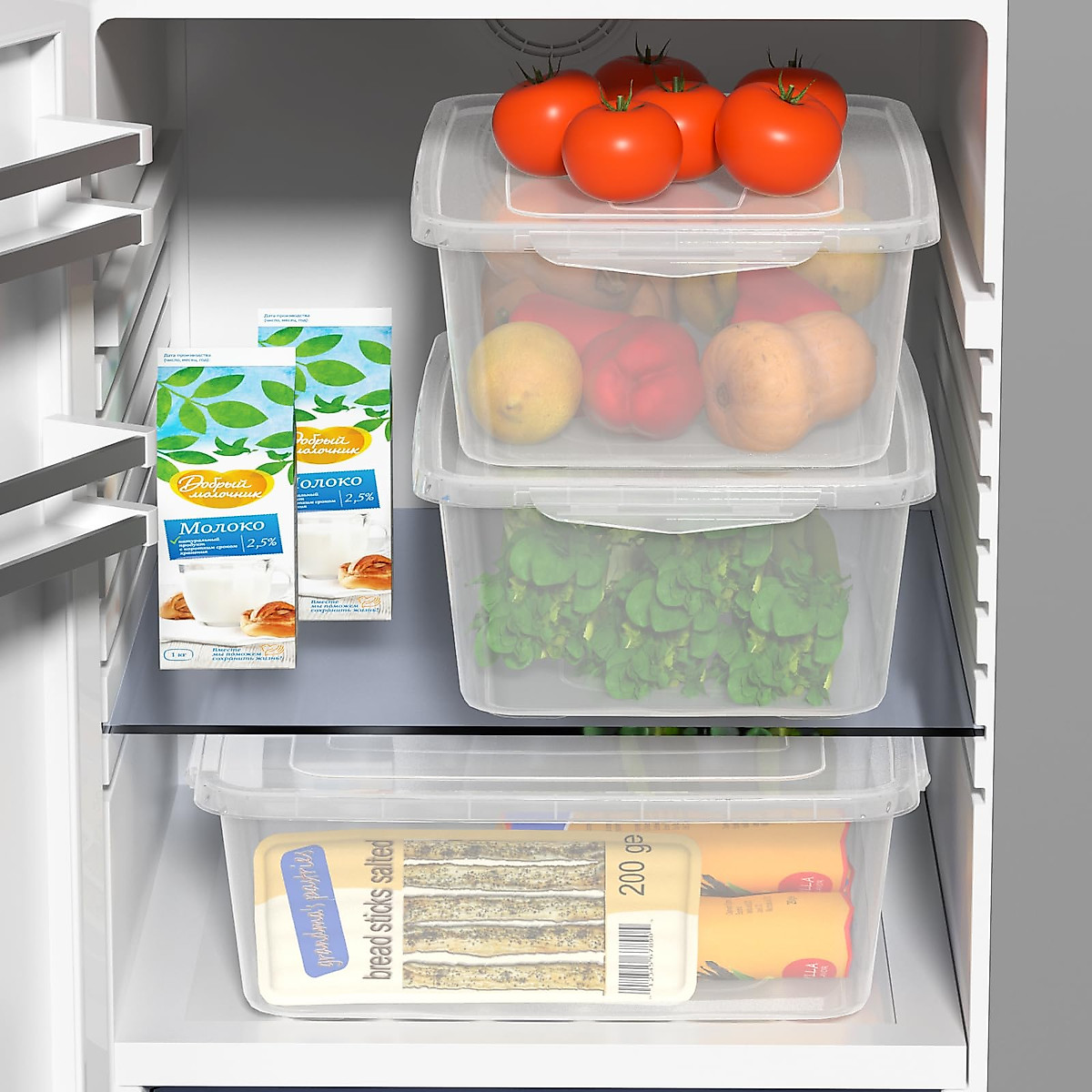 DynkoNA 4 Pack Clear Plastic Latch Box, 14 Quart Storage Containers Bins with Lids