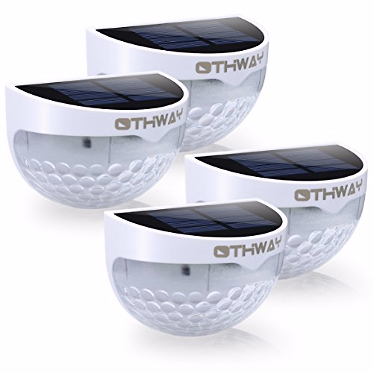 OTHWAY Solar Fence Post Lights Wall Mount Decorative Deck Lighting, White, 4 Packs
