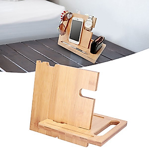 Wood Charger Dock Stand Nightstand Organizer for Men Multi Device Charging Station Wood Tablet Holder Desk Accessies for Smartphone Cellphone Watch Pad