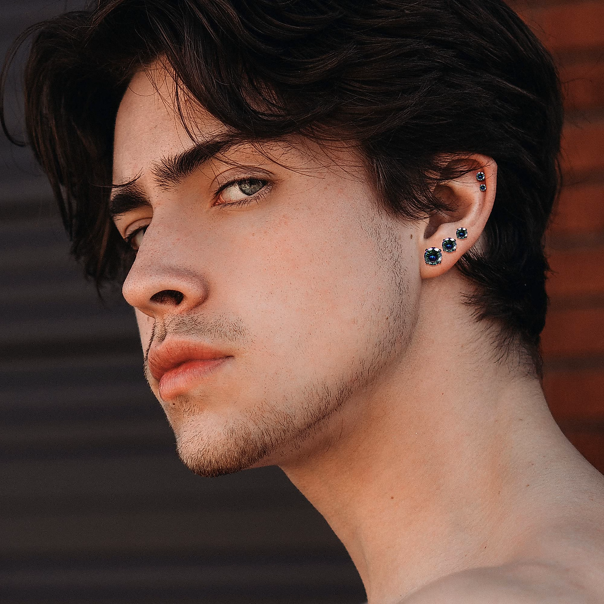 Jstyle Screw Back Stud Earrings Set 20G Surgical Steel Cubic Zirconia Cartilage Piercing Jewelry for Women Men Sensitive Ears CZ Tragus Helix Flat Back Earrings Stud Colorful