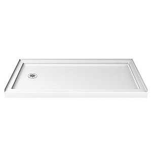 DreamLine SlimLine 32 in. D x 60 in. W x 2 3/4 in. H Left Drain Single Threshold Shower Base in White, DLT-1132601