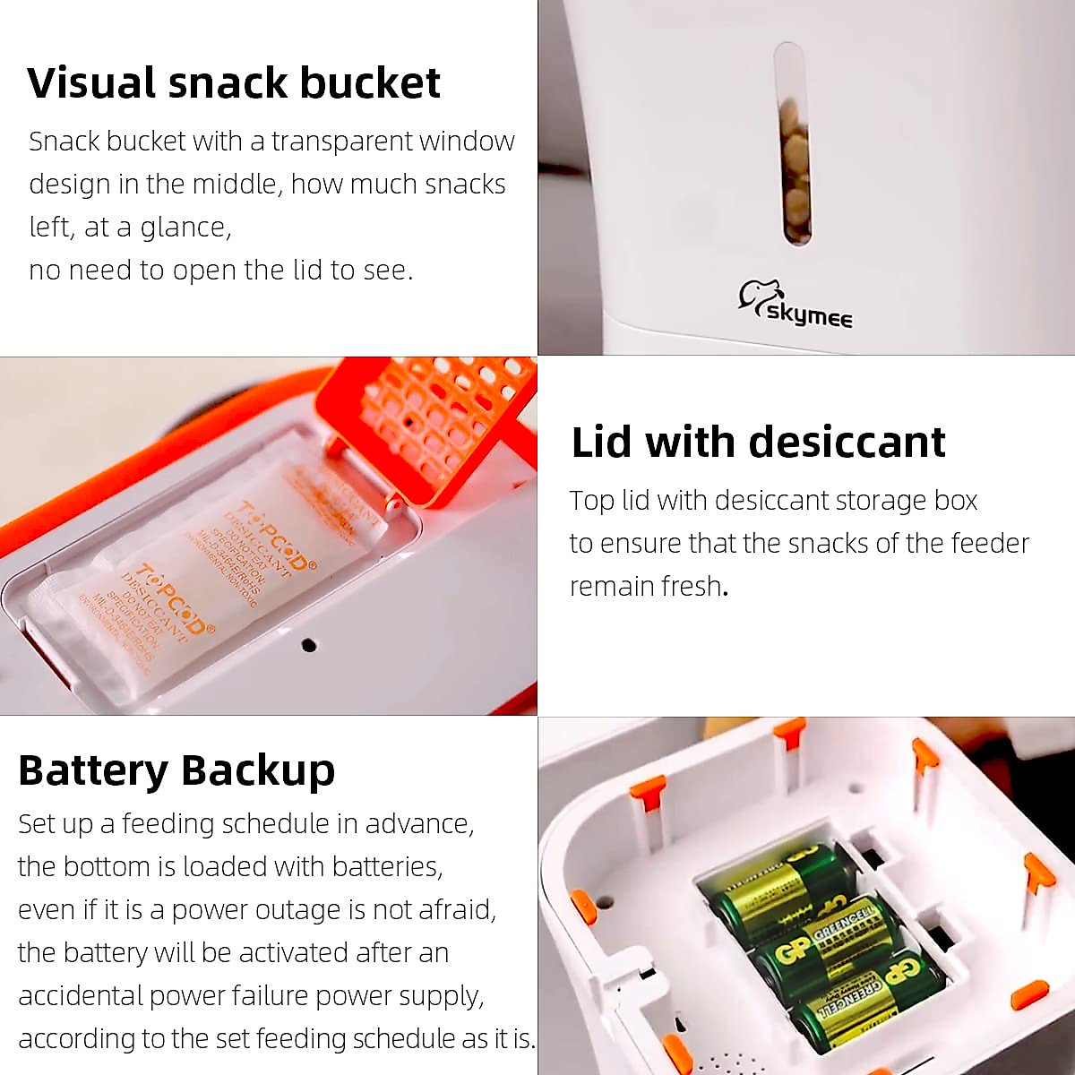 SKYMEE 12L WiFi Pet Feeder Automatic Food Dispenser for Cats & Dogs - 1080P Full HD Pet Camera Treat Dispenser with Night Vision and 2-Way Audio, Wi-Fi Enabled App for iPhone and Android