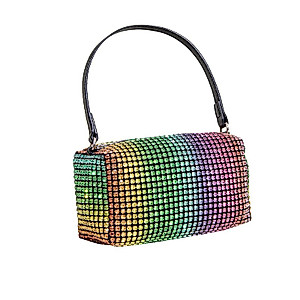 Crystal Cross Body Bags for Women Rhinestone Evening Purse Wedding Bags with Chain Prom Clutch Evening Bag Party Shoulder Bag (Colorful)