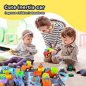 Inertia Baby Toy for 1 Year Old Boy Cars Gifts with Storage Bag, 6 Pcs Push and Go Cars Toys, Kids Toys Car for Boys, Early Educational Toys for 1 2 3 Year Old Boys Girls, Birthday Gift for Toddlers
