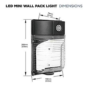 LED Wall Pack Light 25W, 3000Lm 5000K Daylight (Dusk to Dawn Photocell Included) ETL Listed LED Outdoor Wall Mount Light, 100-277V, 150-250W MH/HPS Replacement, Outdoor Security Lighting - 1Pack