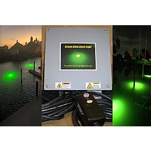 Saltwater Approved & Barnacle Burning Bulbs, Double Lamp Bright Green Underwater Fishing Light Kit, Dock & Fish Lights with 50' Cords (7,900 Lumens Each Bulb)