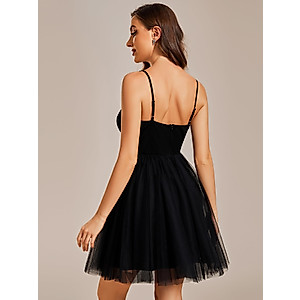Ever-Pretty Women's Elegant Sweetheart Backless Sleeveless Tulle Cocktail Dresses Black US10