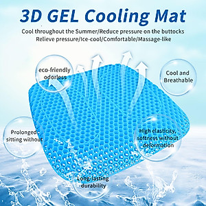 Emosty Large Gel Seat Cushion for Long Sitting with Air Flow, Portable Anti-Lip Gel Cushion for Office Home Chair, Car Seat, Wheelchair