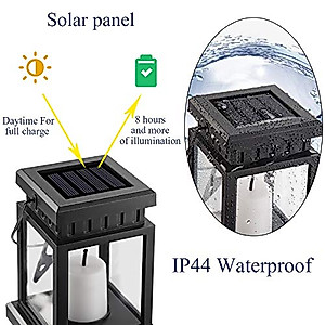 GIGALUMI 8 Pack Solar Hanging Lantern Outdoor, Candle Effect Light with Stakes for Garden, Patio, Lawn, Deck, Umbrella, Tent, Tree, Yard, Driveway-Warm White