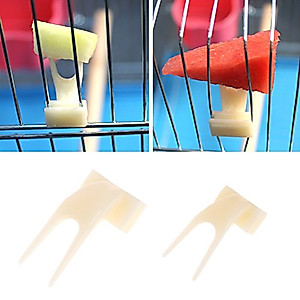 Seaskyer Pet Parrot Fruit Fork, 2Pcs Plastic Parrot Feeding Bird Cage Accessories Birds Food Holder Feeder Device Pin Clip, for Small Animal Feeder (S: 3x1.5cm/1.18x0.59'')