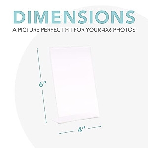 Photo Booth Frames - 4x6 Inch Clear Acrylic Plastic Display, Slanted Back Vertical Standing Picture or Display Sign Holder with Inserts - 12 Count
