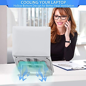 FURNINXS Adjustable Ergonomic Portable Foldable Laptop Stand, Aluminium, Compatible with 11-15.6 Inch Notebooks, MacBook Air, Pro, Dell, Lenovo, HP, Silver