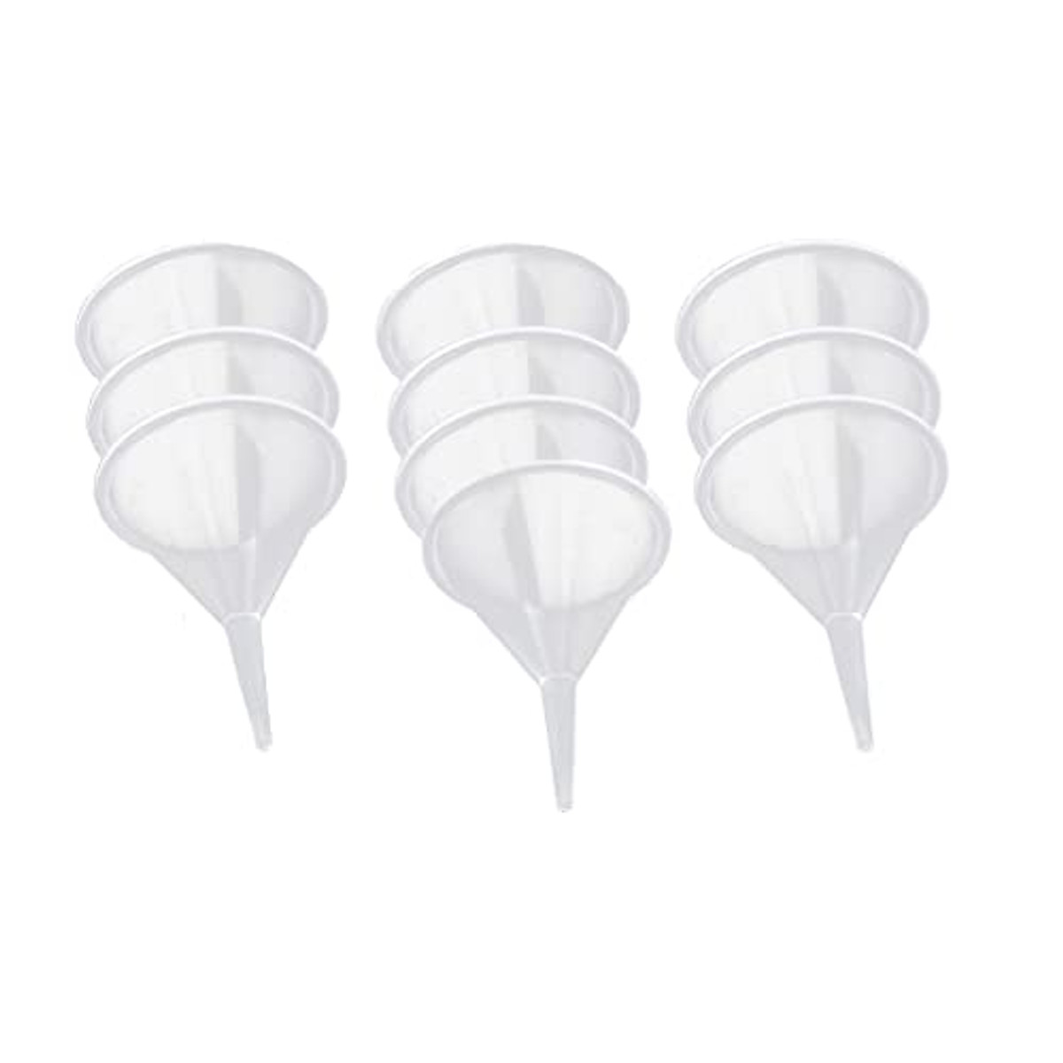 Mini Clear Funnel 10-Pcs Narrow Neck Perfume Funnel Polyethylene Small Funnel Kitchen Use Plastic Funnels for Lab, Water Bottle, Powder,Capsule,Oils, Filling Bottles, Urn Funnel Filling Kit