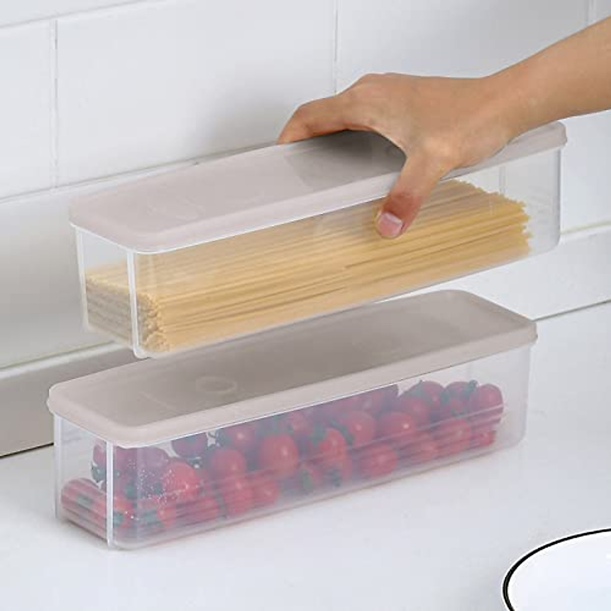 Pasta Container Noodle Storage Box Plastic Noodle Box Sealed Refrigerator Vermicelli Grain Storage Box With Lid Kitchen And Pantry Organization