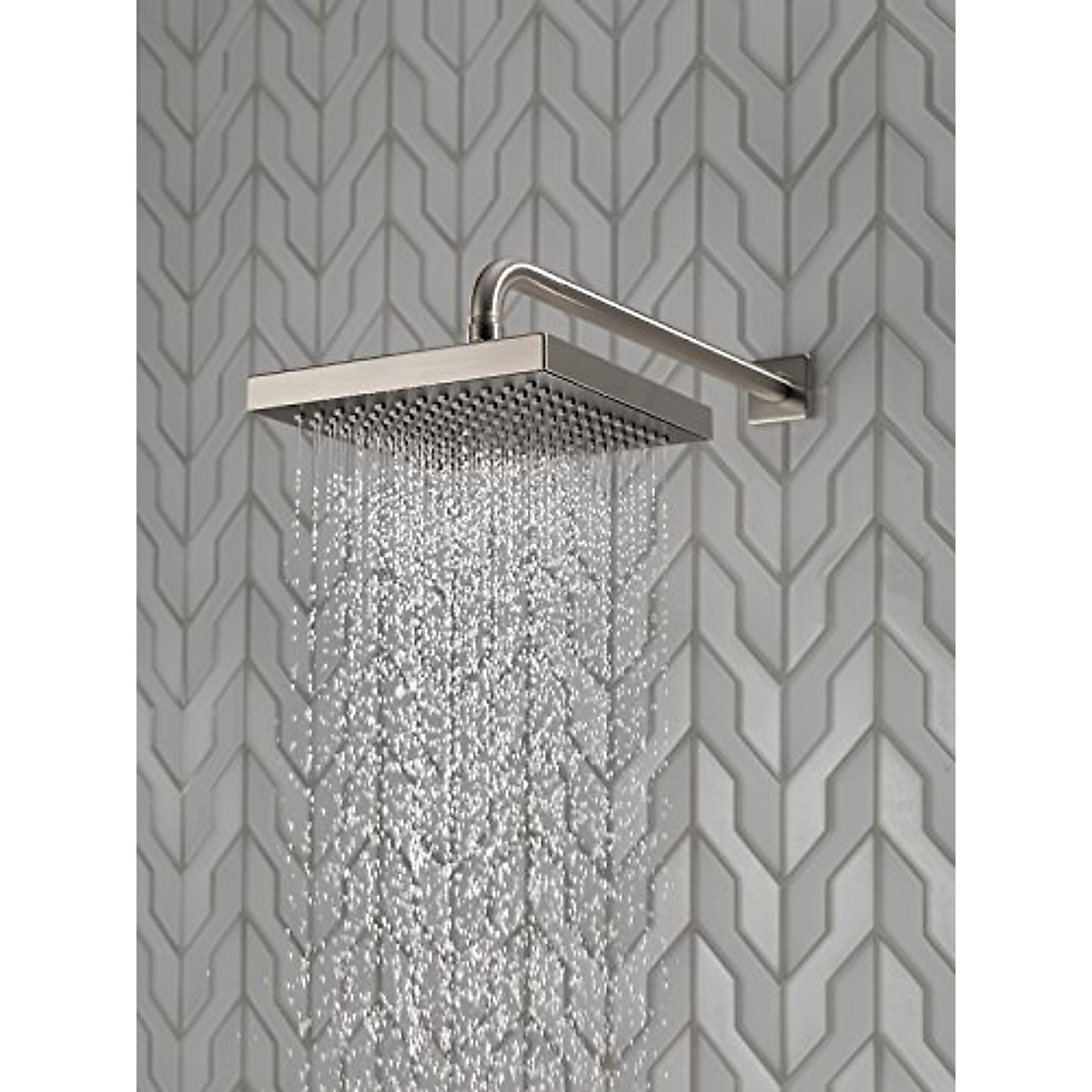 Delta Faucet Single-Spray Rain Shower Head Brushed Nickel, Rainfall Shower Head, Square Shower Head, Brushed Nickel Rainfall Shower Head, Delta Rain Shower Metal Shower Head, Stainless RP50841-SS