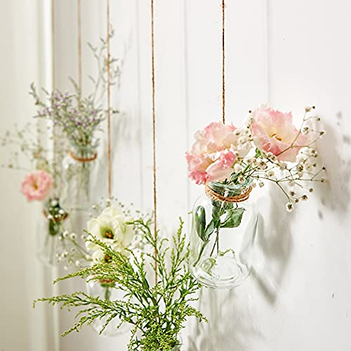 EZOWare 20pc Spice Jars, 5oz Bottle Clear Glass Canister Set with Cork Lid, Round Decorative Reusable Vial Storage Containers for Herbs, Teas, Seasonings, Party Favors, Candy (150ml)