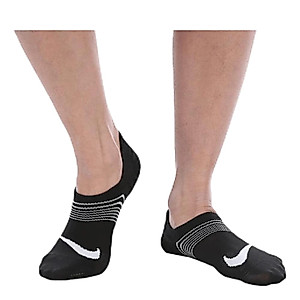 Nike Women's Everyday Plus Lightweight Training Footies (3 Pair), No Show Socks for Women with Anti-Slip Gripping, Black/White, M