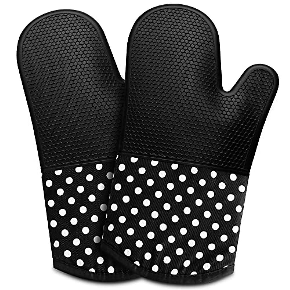 HOOMIL Oven Mitt, Non-Slip Heat Resistant Silicone Kitchen Oven Gloves, 2 Pack Set