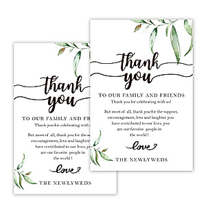 Giftideaworkshop 50 Wedding Reception Thank You Cards - Greenery Thank You Table Place Setting Cards-Great Addition to Your Table Centerpiece, Place Setting and Wedding Decorations, 4x6 inch.