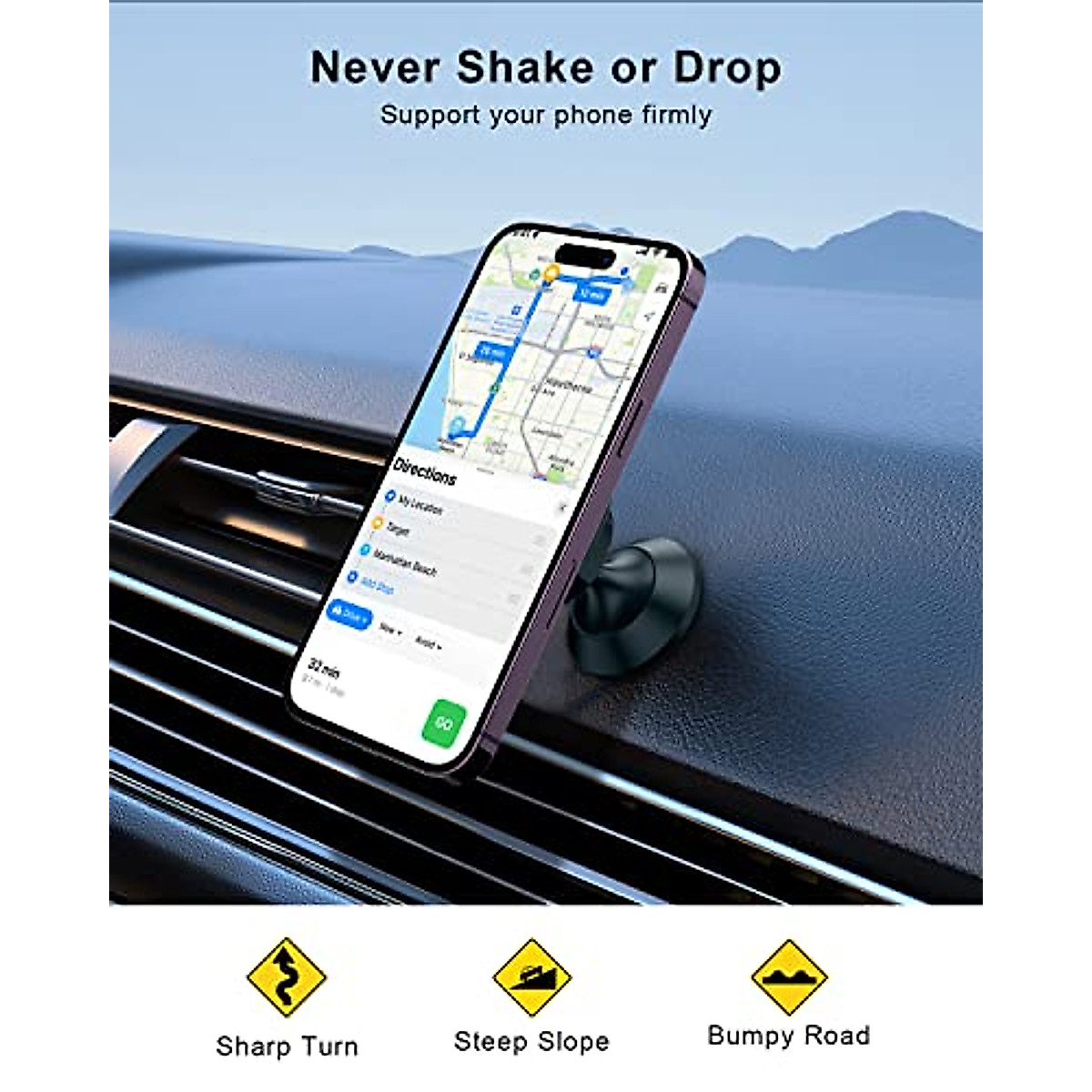 SUPERONE Fits MagSafe Car Mount, [Strongest Magnets] Hand Free 360° Rotation [No Drop Genuine 3M Adhesive] Magnetic Dashboard Car Holder for iPhone 14 13 12 Pro Max MagSafe Case