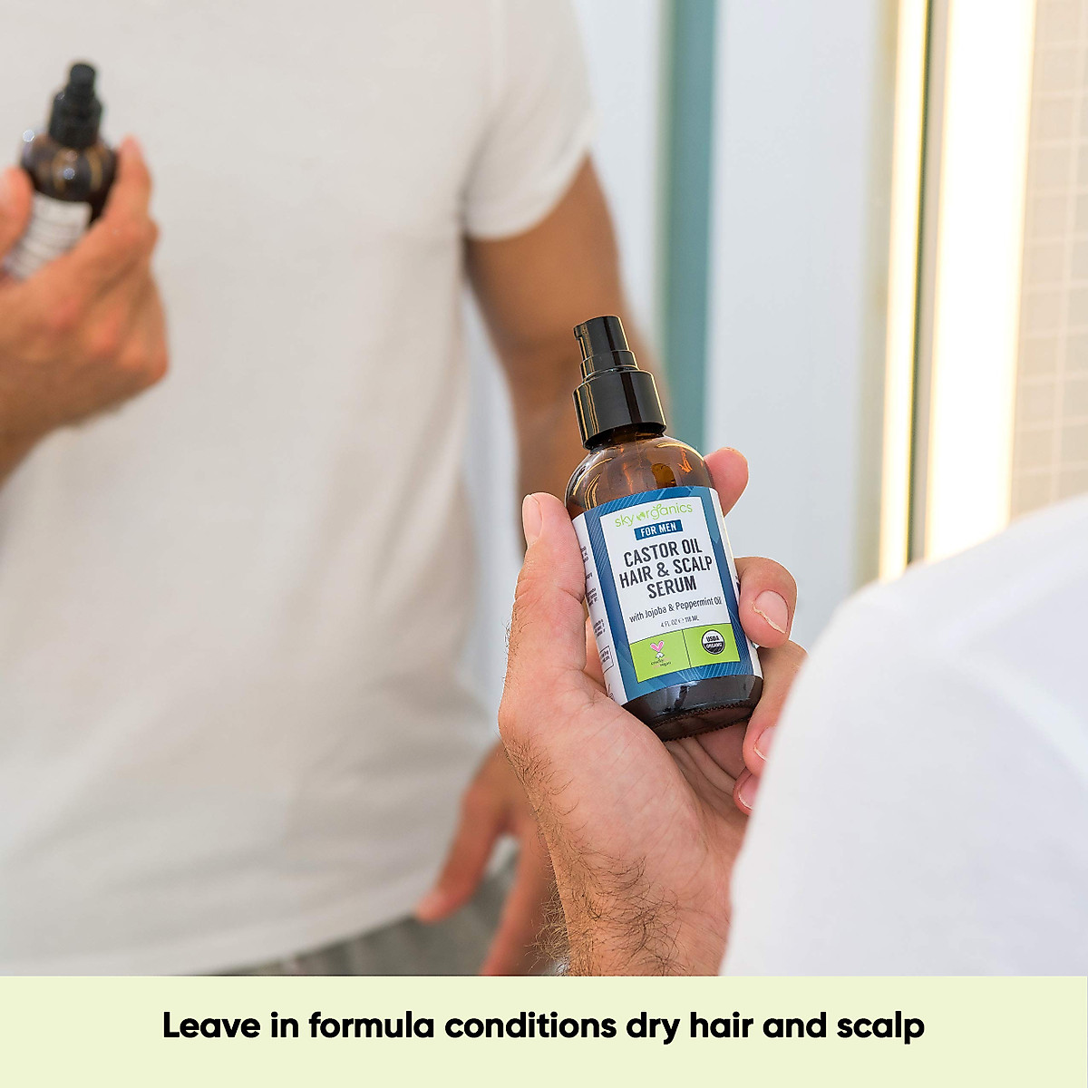 Sky Organics Men's Organic Castor Oil Hair & Scalp Serum for Hair, USDA Certified Organic to Moisturize, Support & Condition, 4 fl. Oz