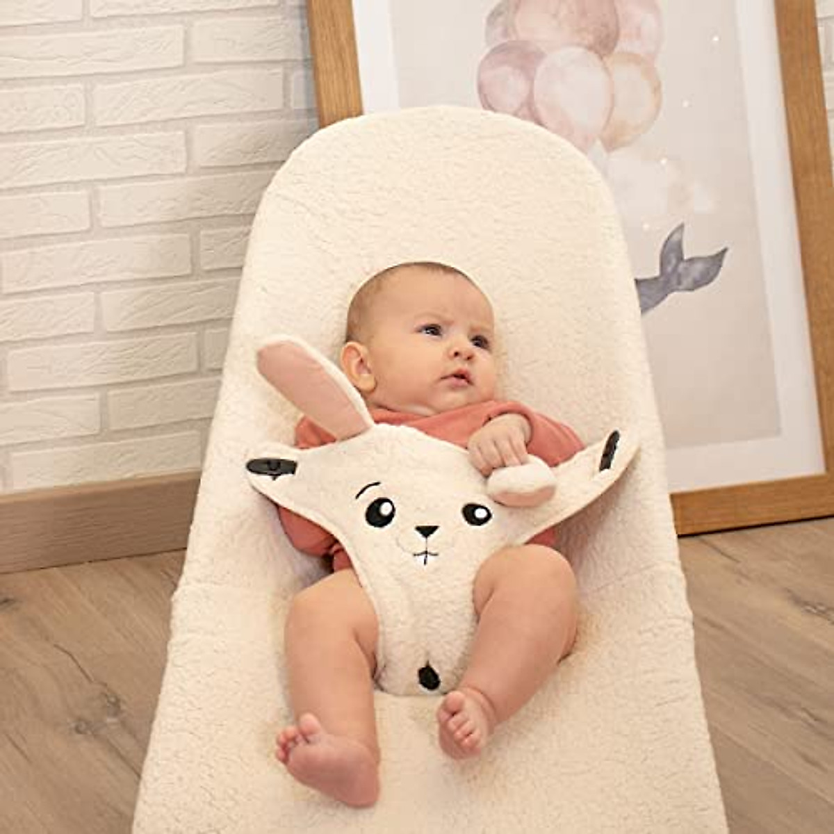 JANABEBE Cover - Liner Compatible with Baby Bouncer Babybjorn Soft, Balance, Bliss and Mini (Fleece, Rabbit)